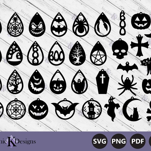 Halloween Earrings SVG Halloween Jewelry Svg Faux Leather - Etsy