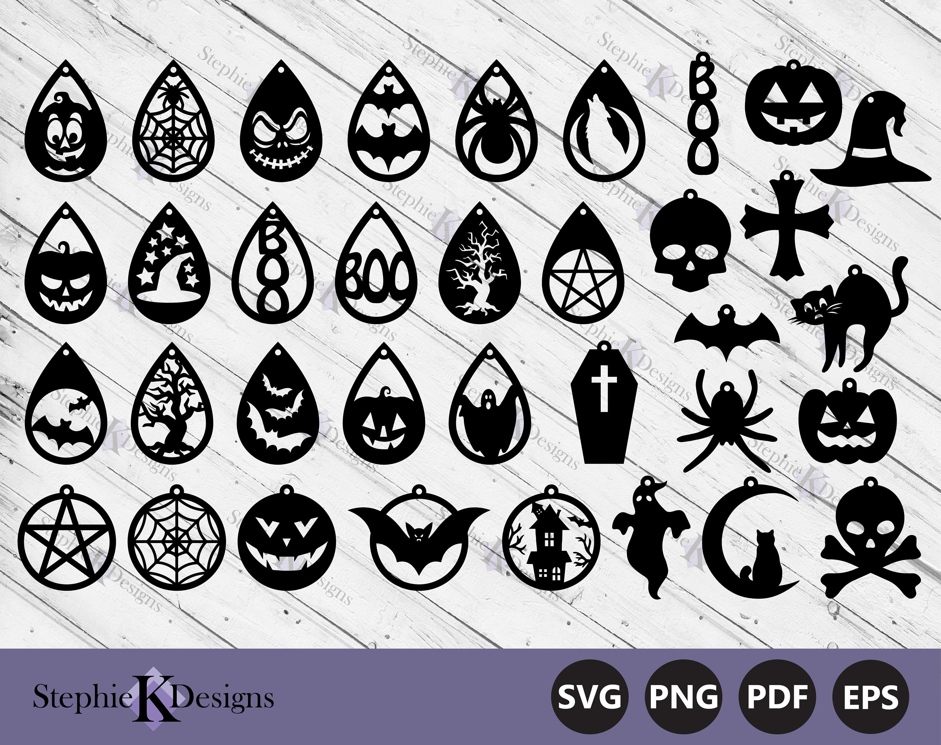 Halloween Earring Templates Svg Faux Leather Earrings Svg - Etsy