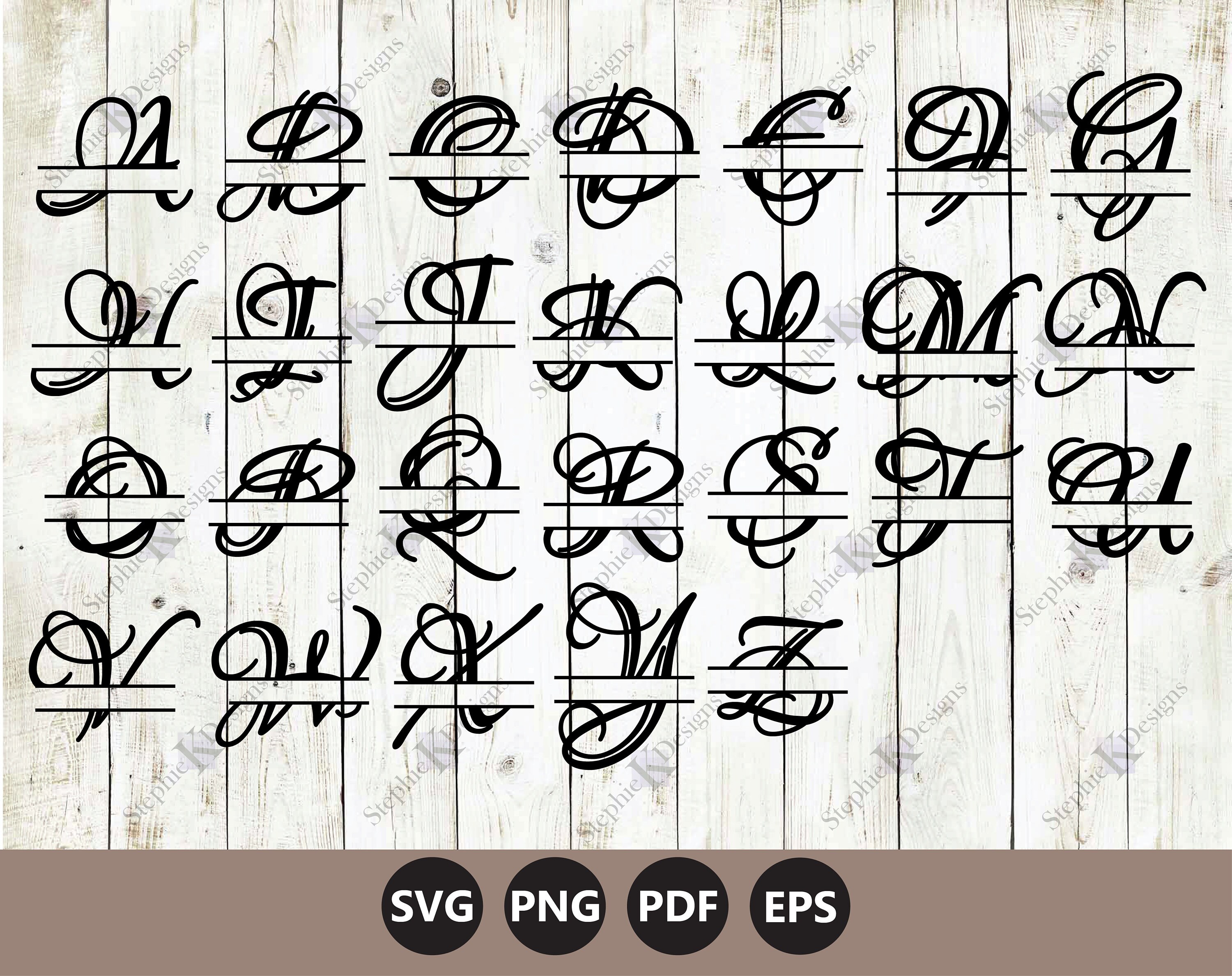 Split Monogram Alphabet Svg Split Name Monogram Svg Split | Etsy