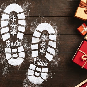 Santa Claus Footprint Stencil Svg - Santa Shoe Print - Boot Stencil Svg ...