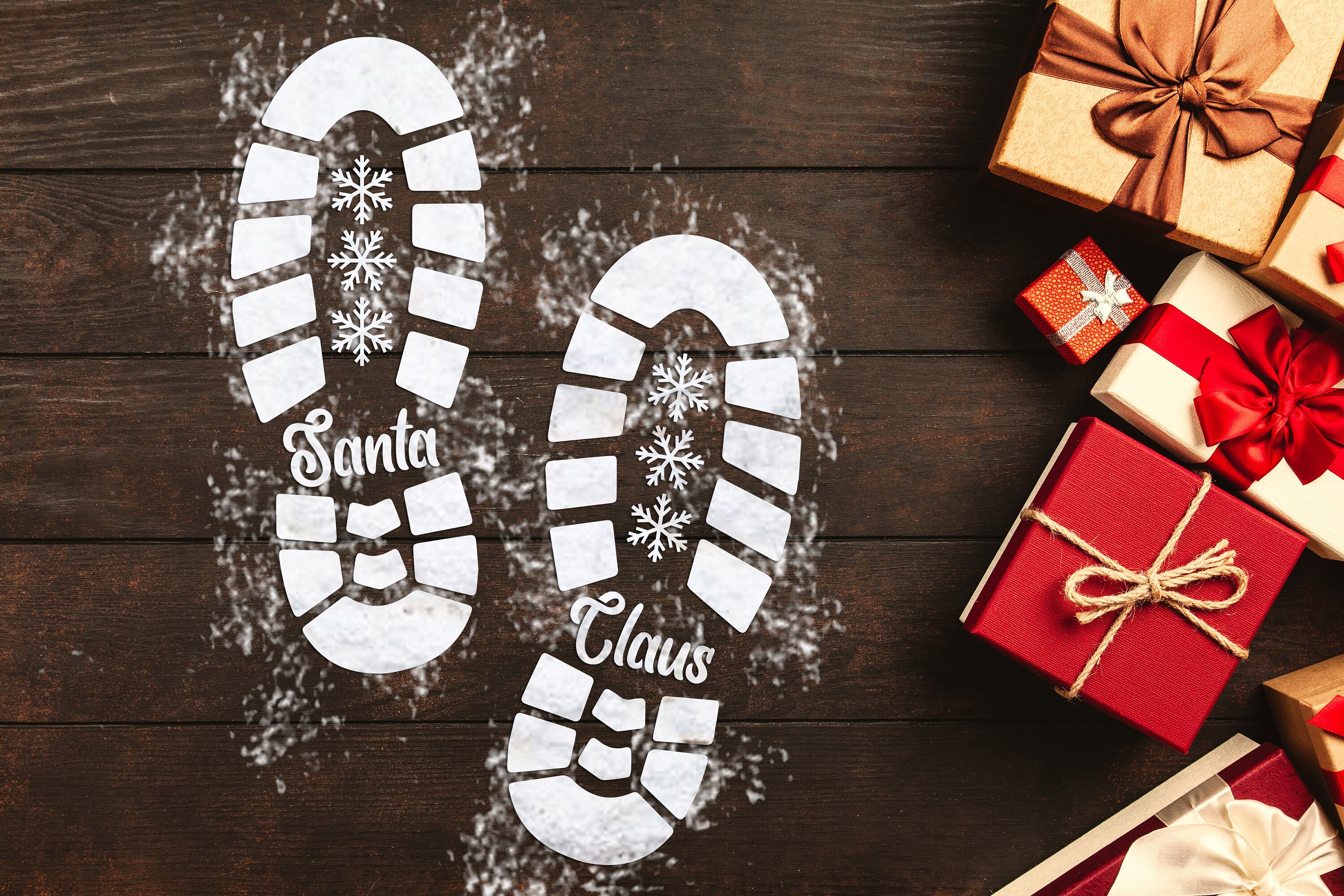 Santa Claus Footprint Stencil Svg - Santa Shoe Print - Boot Stencil Svg ...