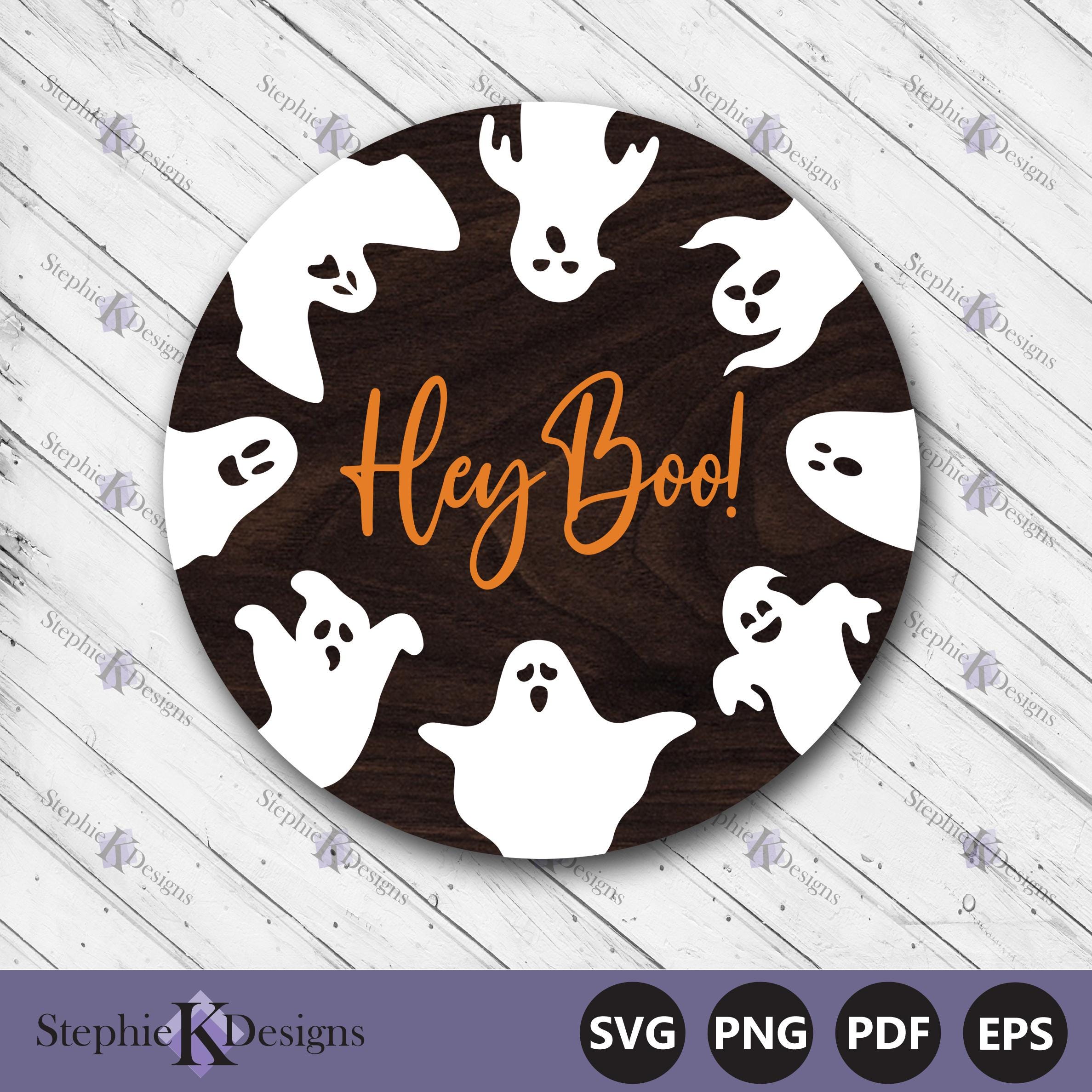 Hey Boo Circle Sign Svg - Halloween Round Sign Svg - Halloween Decor ...