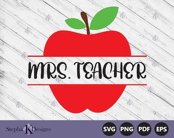 Apple Name Frame Svg Apple Split Monogram Teacher Svg - Etsy