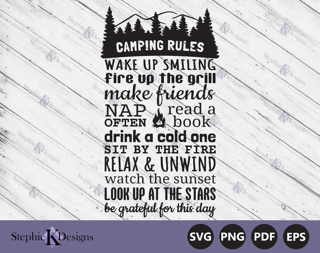 Camping Rules Svg - Camp Trailer Rules Svg - Camper Sign Svg - Camping ...