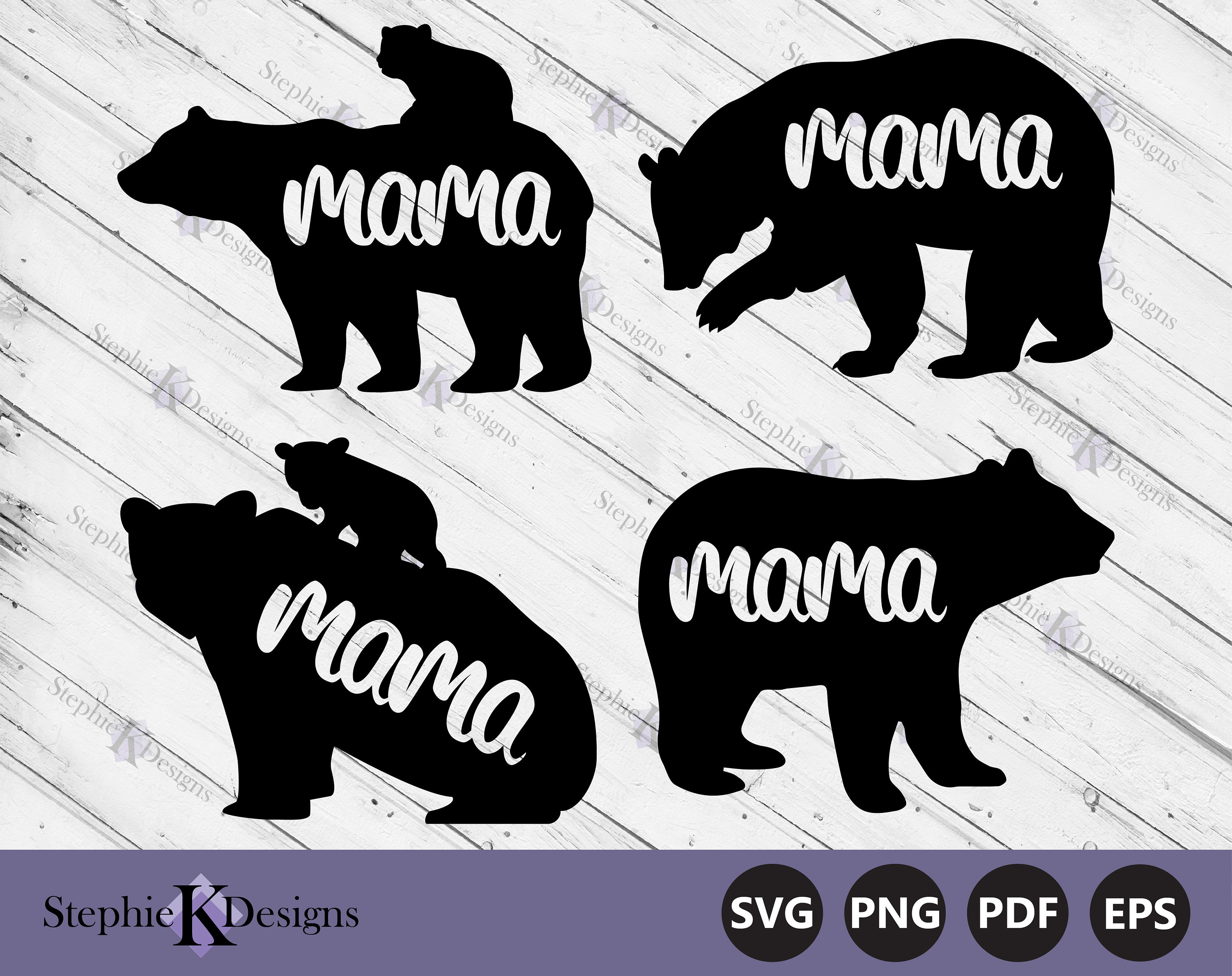 Mama Bear Svg Mom and Baby Bear Svg Black Bear Svg Mama - Etsy