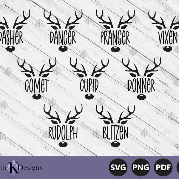 Reindeer Names Svg - Etsy