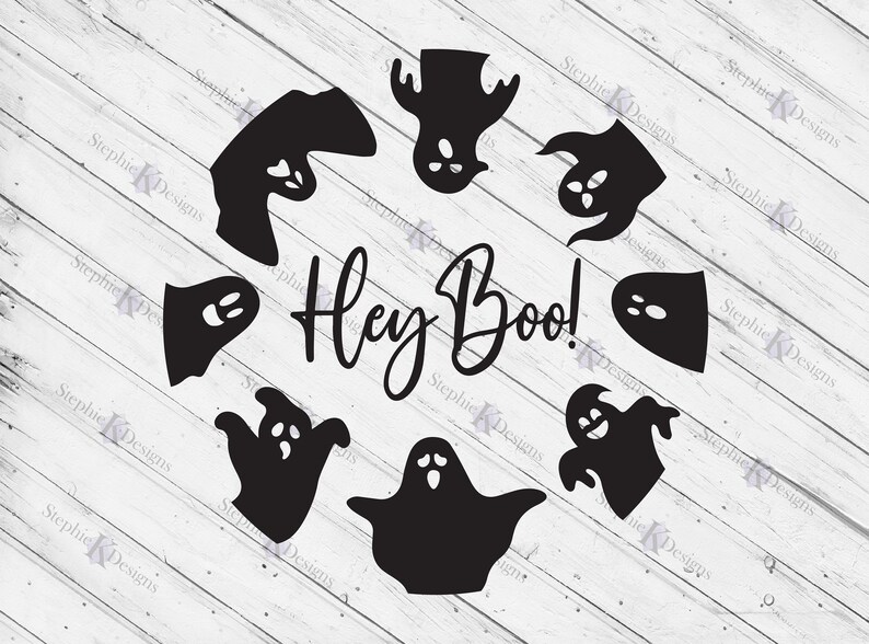 Hey Boo Circle Sign Svg - Halloween Round Sign Svg - Halloween Decor ...