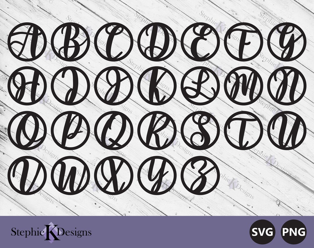 Alphabet Circle Monogram Svg Script Letter Monogram Svg Fancy Circle Letters Svg Cut File for ...