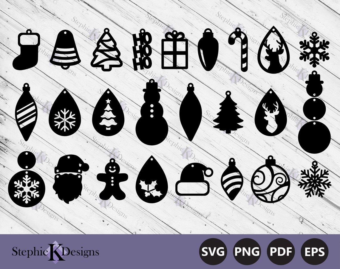 Christmas Earring Templates Svg - Christmas Faux Leather Earrings Svg ...