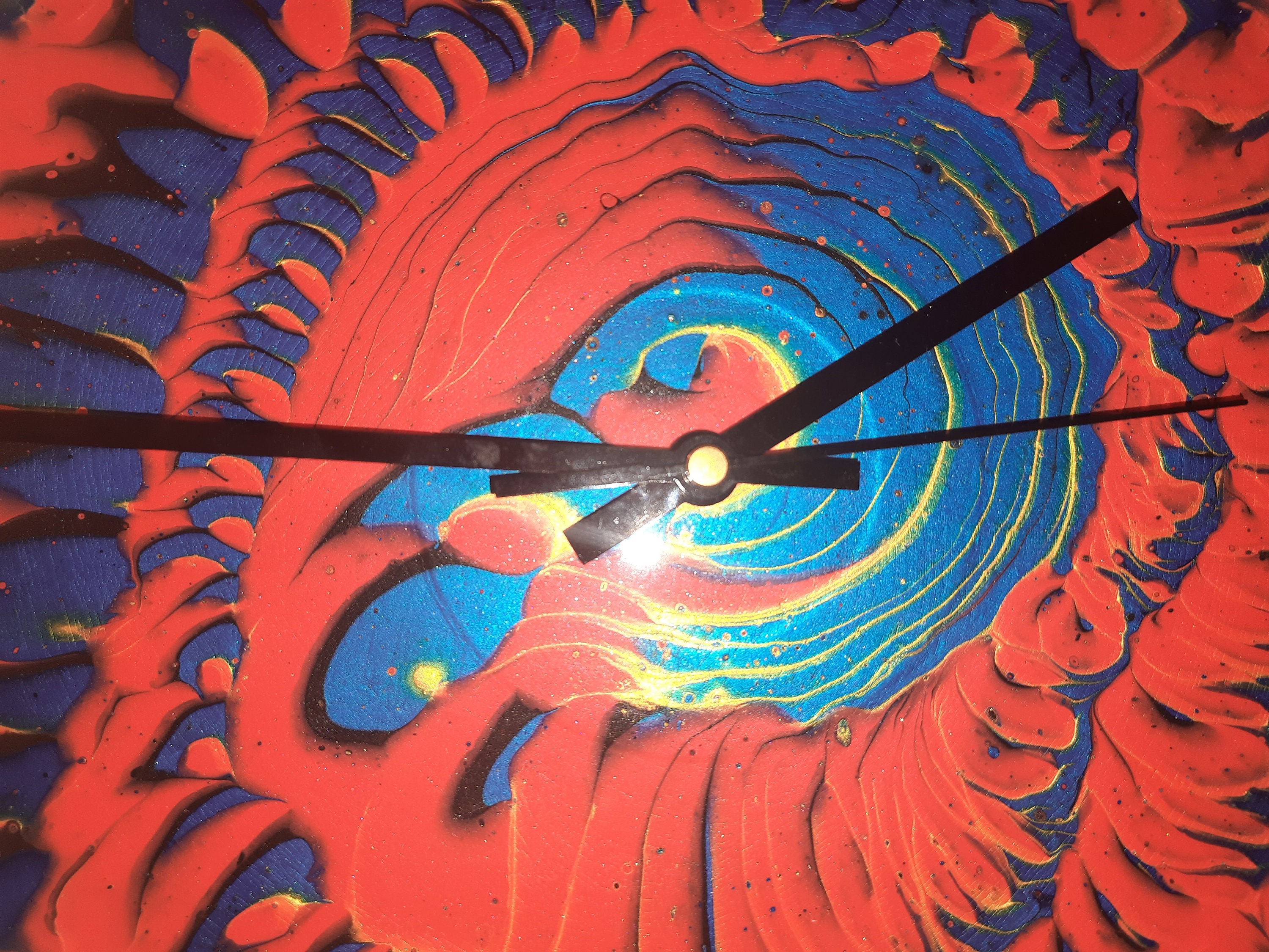 Red, Blue, Gold, Black Wall Clock Red and Blue Clock Gold Clock Ring ...