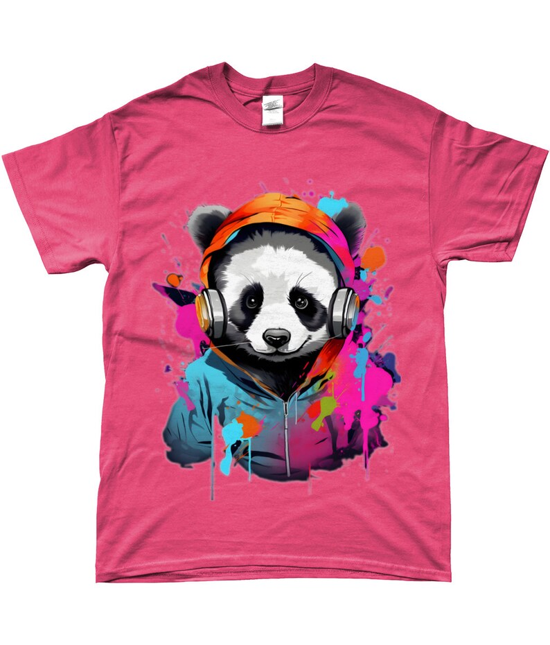 Panda T-shirt, Headphones, Cyberpunk, Cute Animal Shirt, Bear, Novelty ...