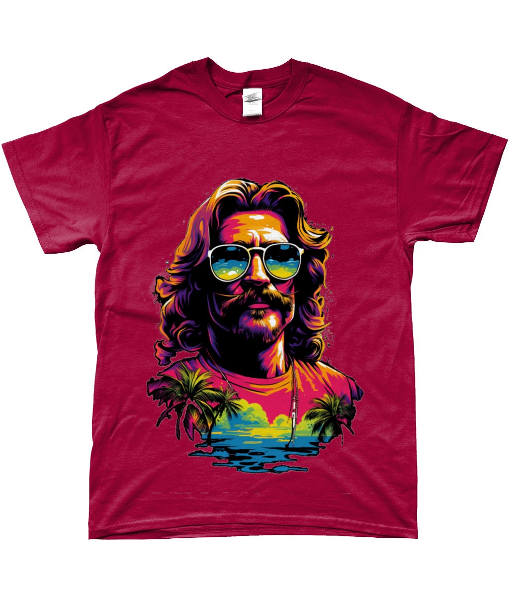 Miami T-shirt Magnum PI Mullet Man Neon Graphic - Etsy