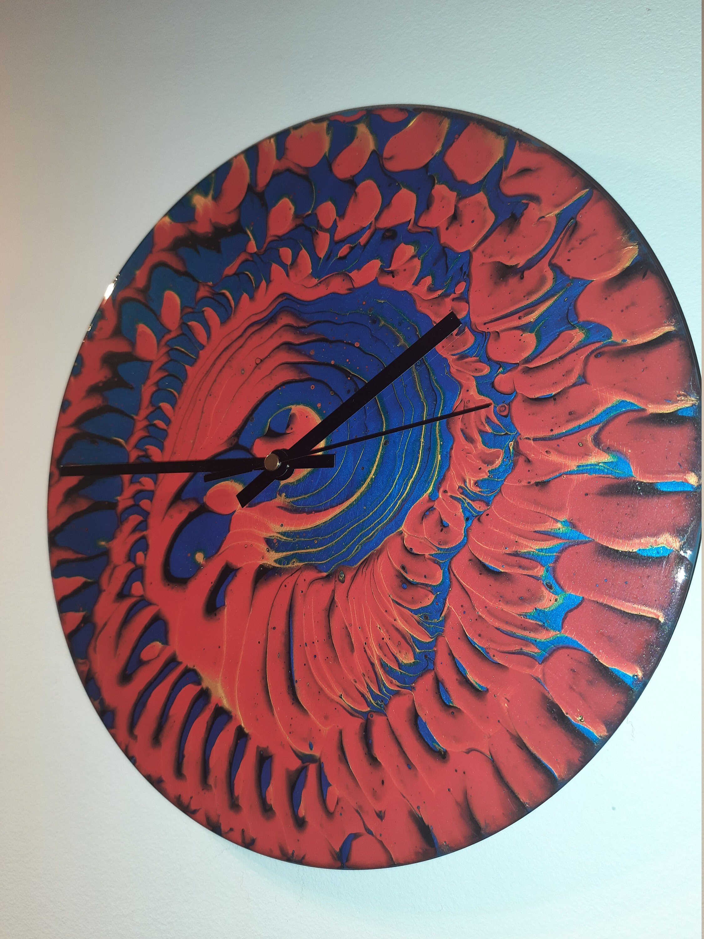 Red, Blue, Gold, Black Wall Clock Red and Blue Clock Gold Clock Ring ...