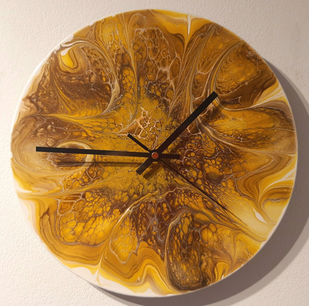 Mustard Clock Brown Bronze Gold Wall Clock Brown Clock - Etsy