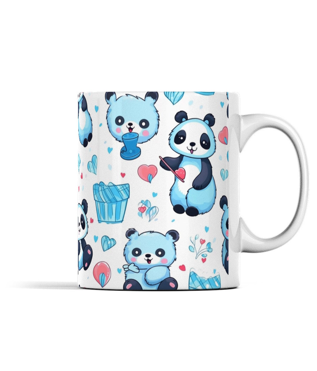 Cute Panda Mug, Panda and Heart, Panda Design, Panda Print on Mug ...