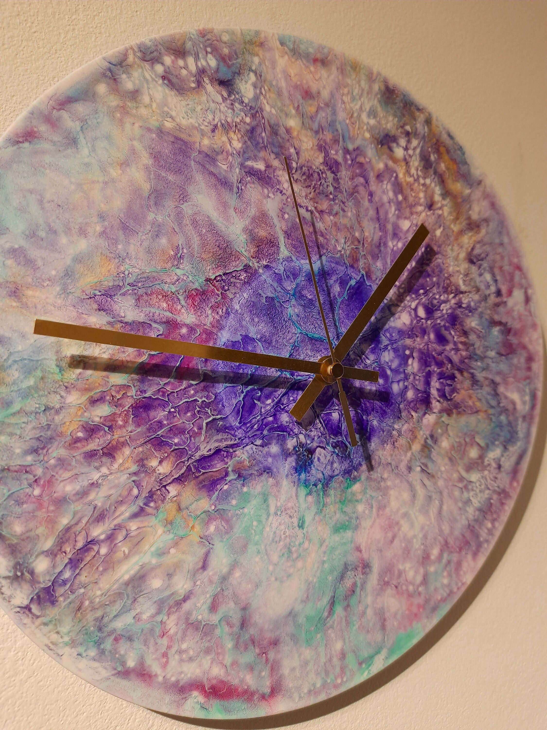 Pink and Purple Clock Purple and Gold Clock Rainbow Clock - Etsy