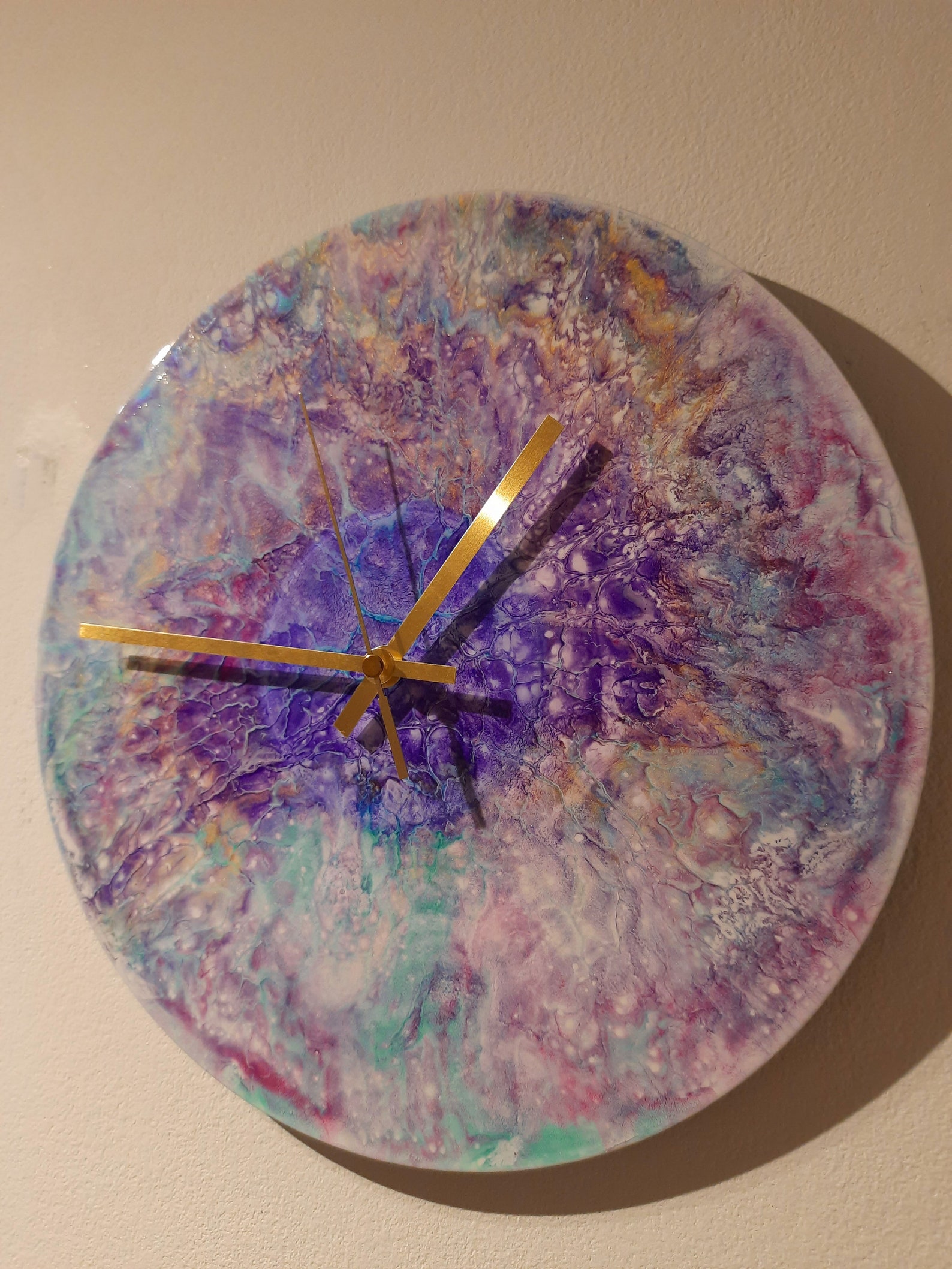 Pink and Purple Clock Purple and Gold Clock Rainbow Clock - Etsy