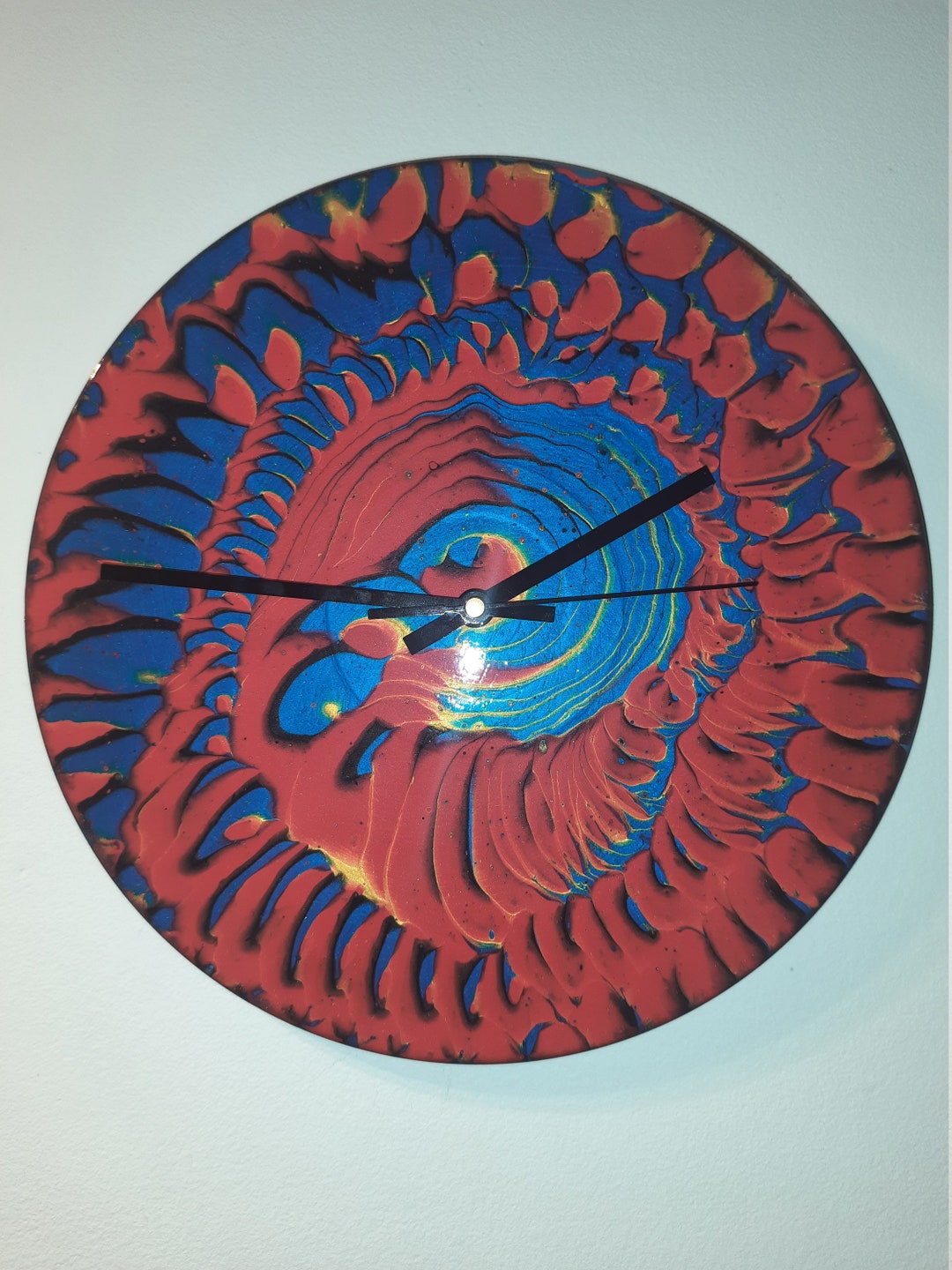 Red, Blue, Gold, Black Wall Clock Red and Blue Clock Gold Clock Ring ...