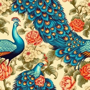 9 X Vintage Peacock Digital Papers, Seamless Pattern, Peacock Colours ...