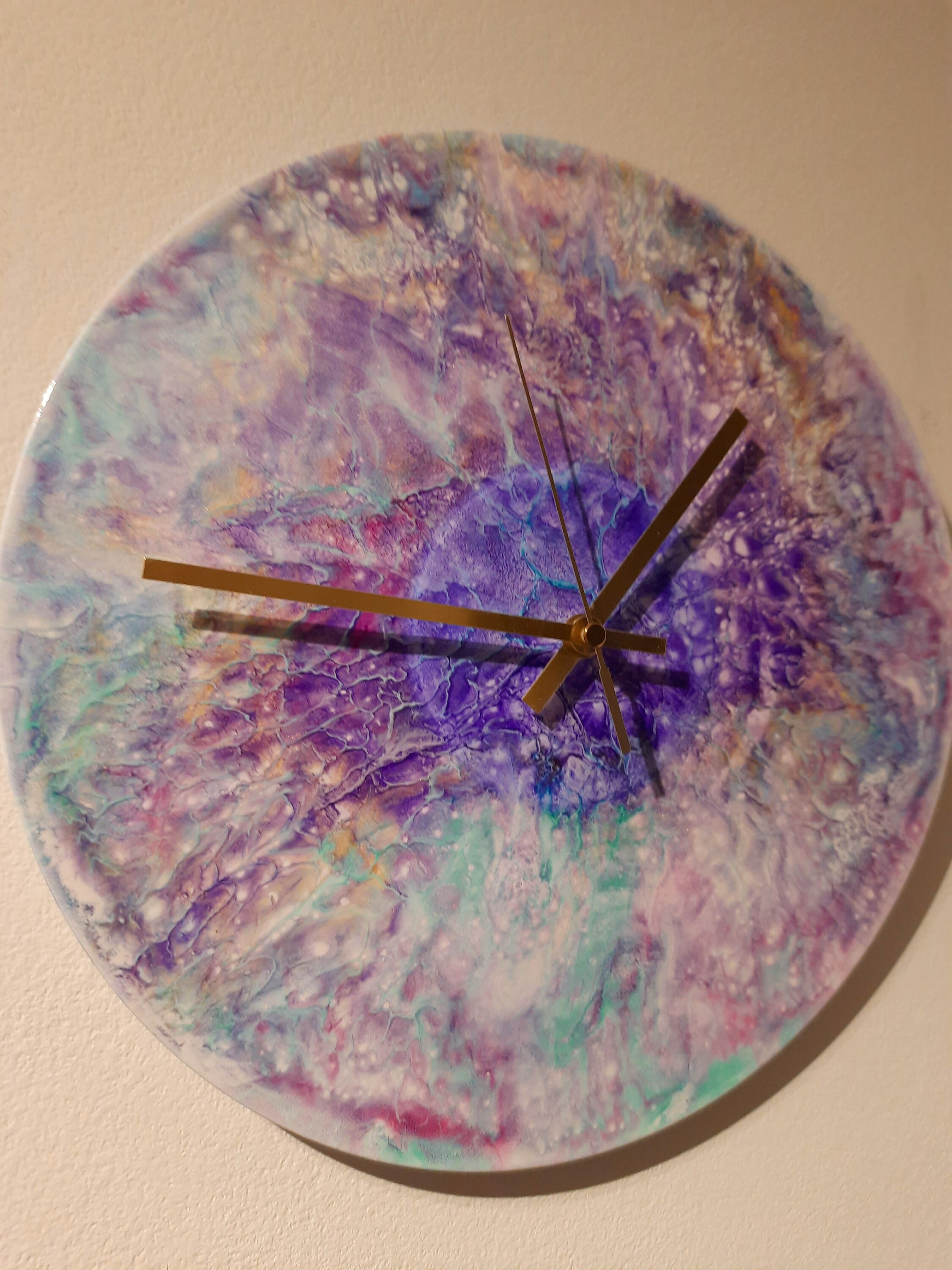 Pink and Purple Clock Purple and Gold Clock Rainbow Clock - Etsy