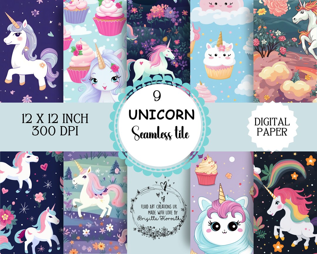 Unicorn Digital Papers, Cute Unicorn, Unicorn Prints, Unicorn ...