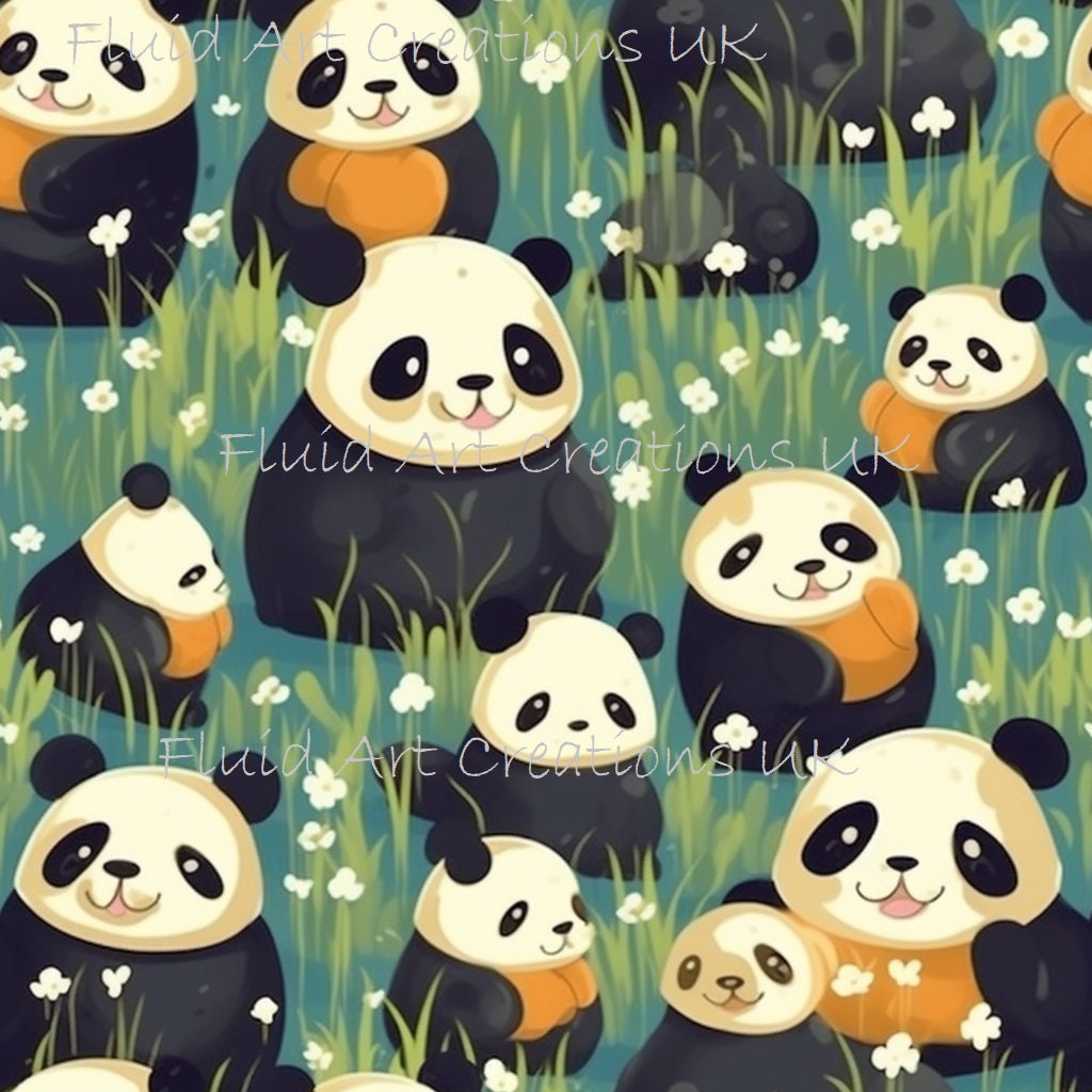 6 x Niedlicher Panda nahtloser Digitaldruck-Design, Panda-Design, Panda ...