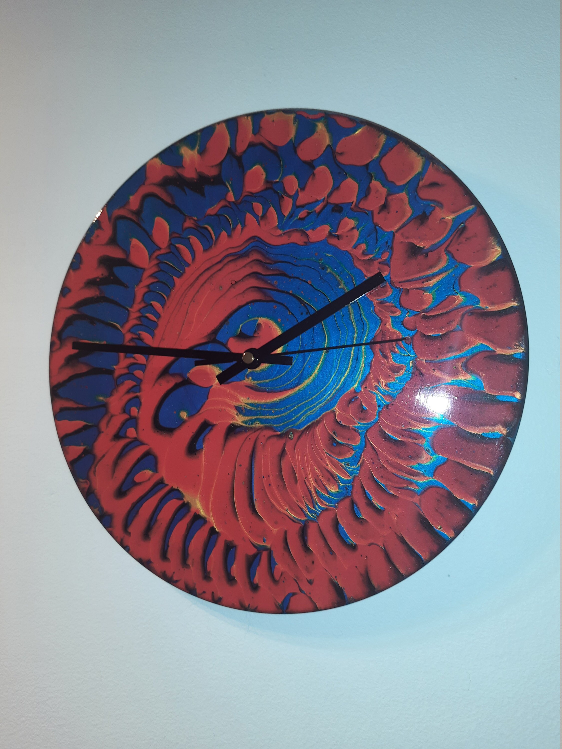 Red, Blue, Gold, Black Wall Clock Red and Blue Clock Gold Clock Ring ...