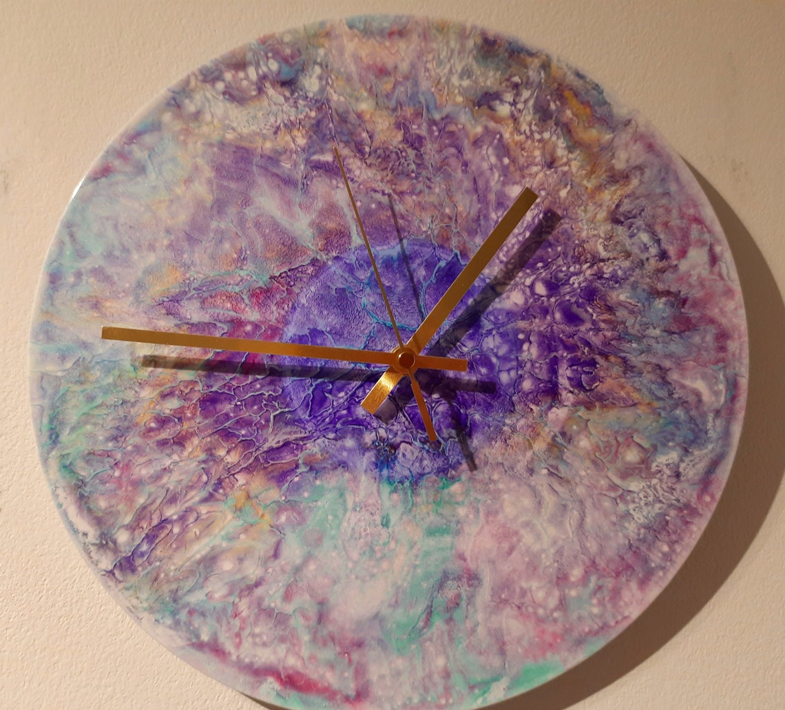 Pink and Purple Clock Purple and Gold Clock Rainbow Clock - Etsy
