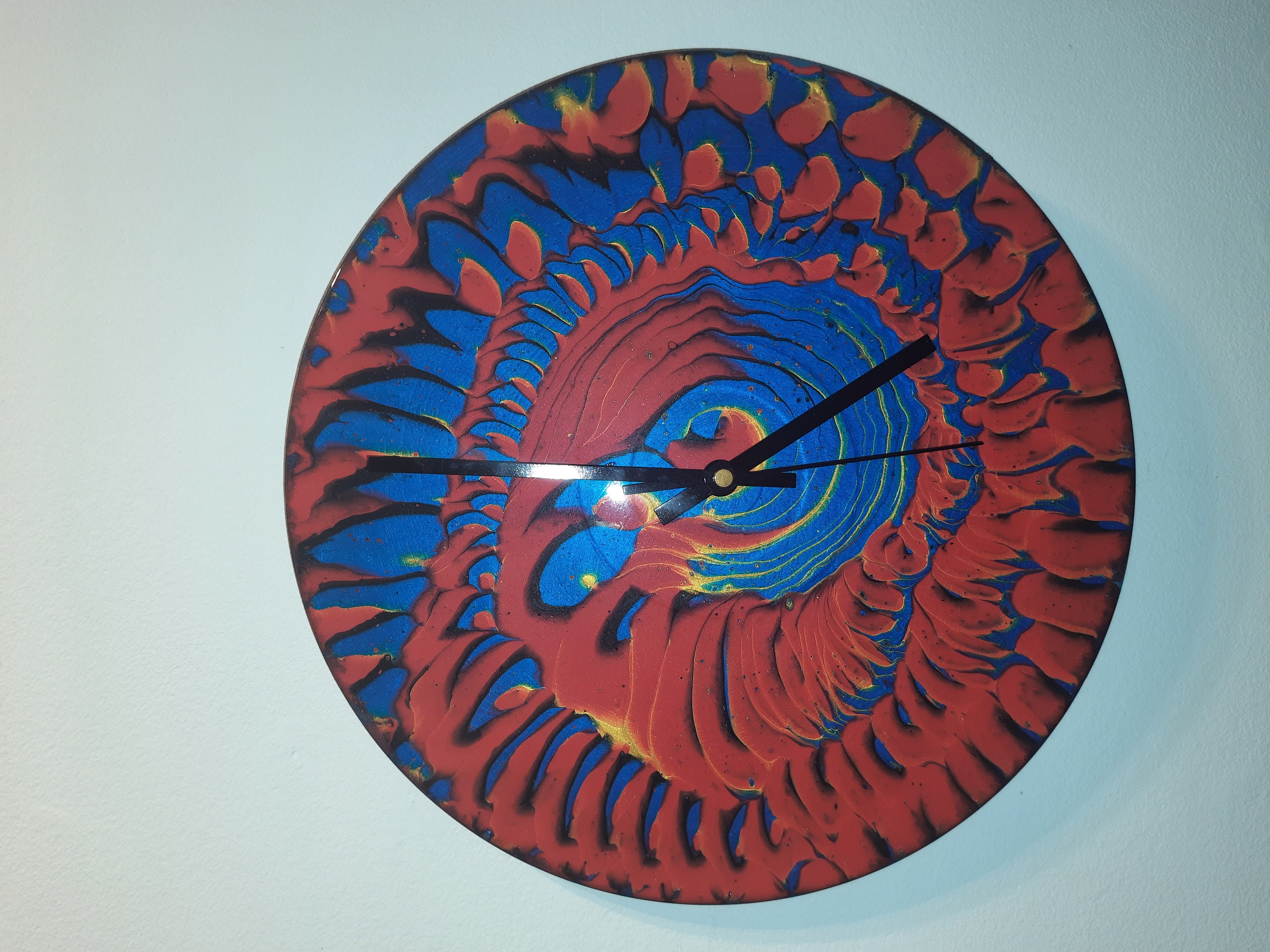 Red, Blue, Gold, Black Wall Clock Red and Blue Clock Gold Clock Ring ...