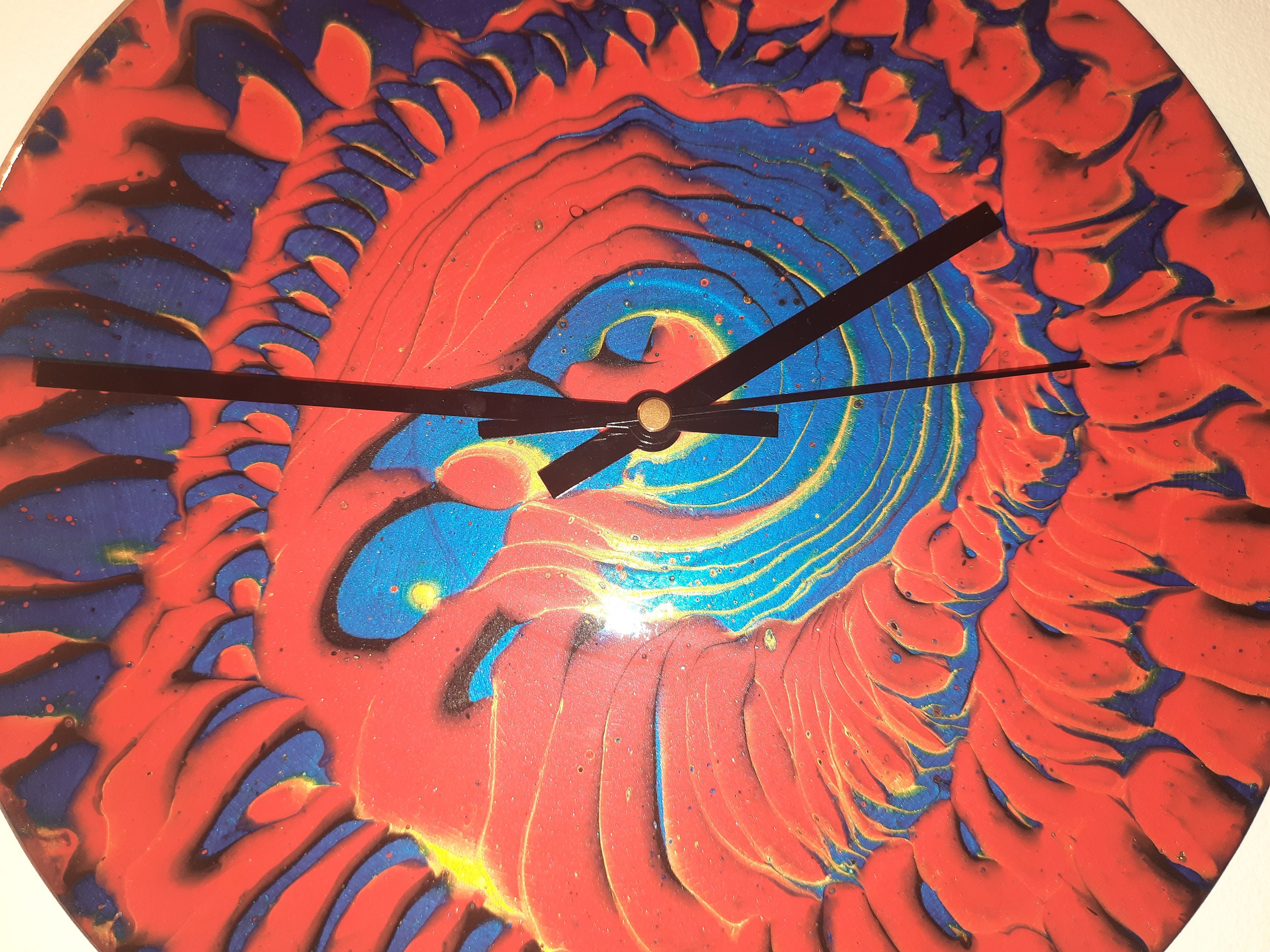 Red, Blue, Gold, Black Wall Clock Red and Blue Clock Gold Clock Ring ...