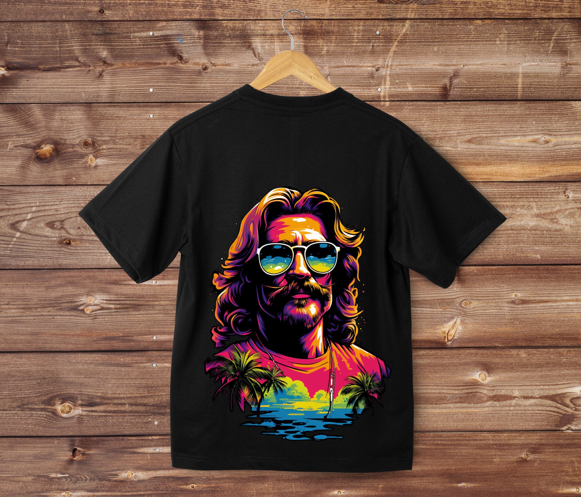Miami T-shirt, Magnum PI, Mullet, Man, Neon, Graphic, Streetware Tee ...