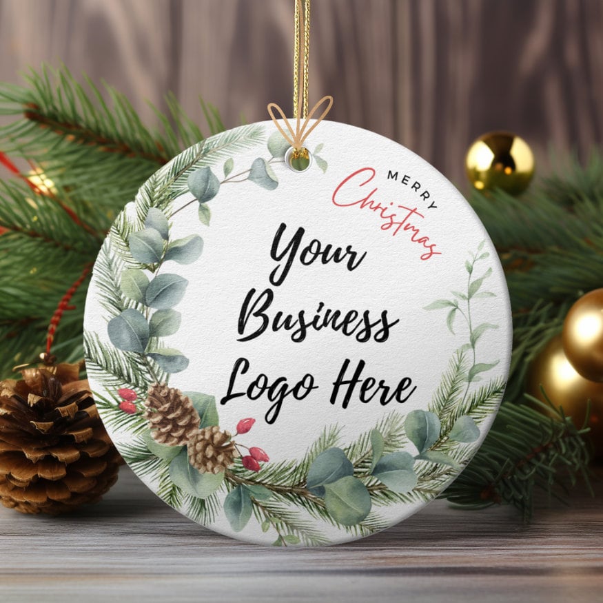 Custom Logo or Name Christmas Ornament, Business Logo Christmas Decor ...