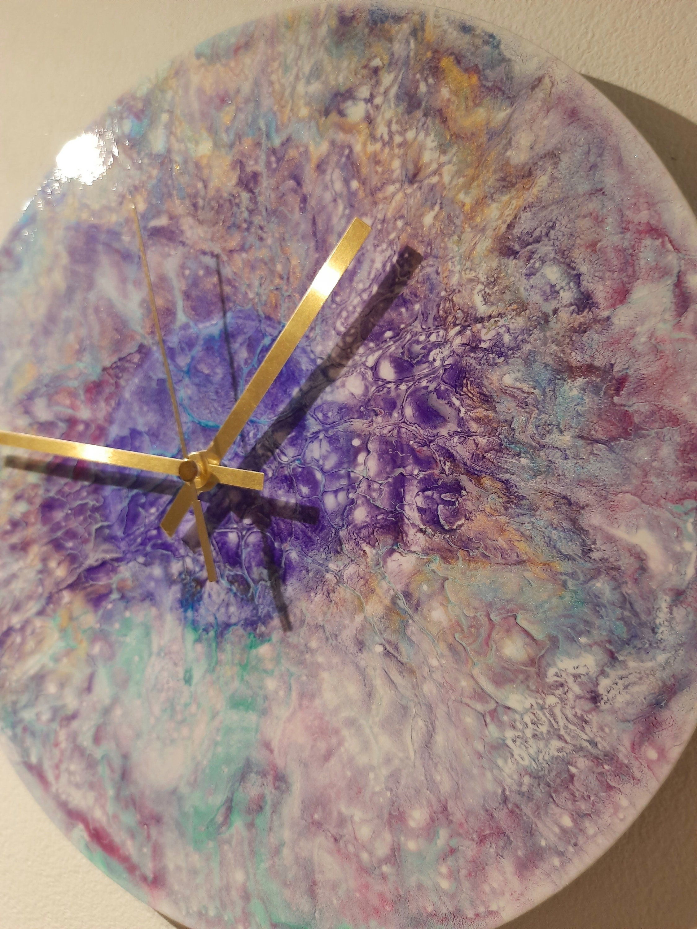 Pink and Purple Clock Purple and Gold Clock Rainbow Clock - Etsy