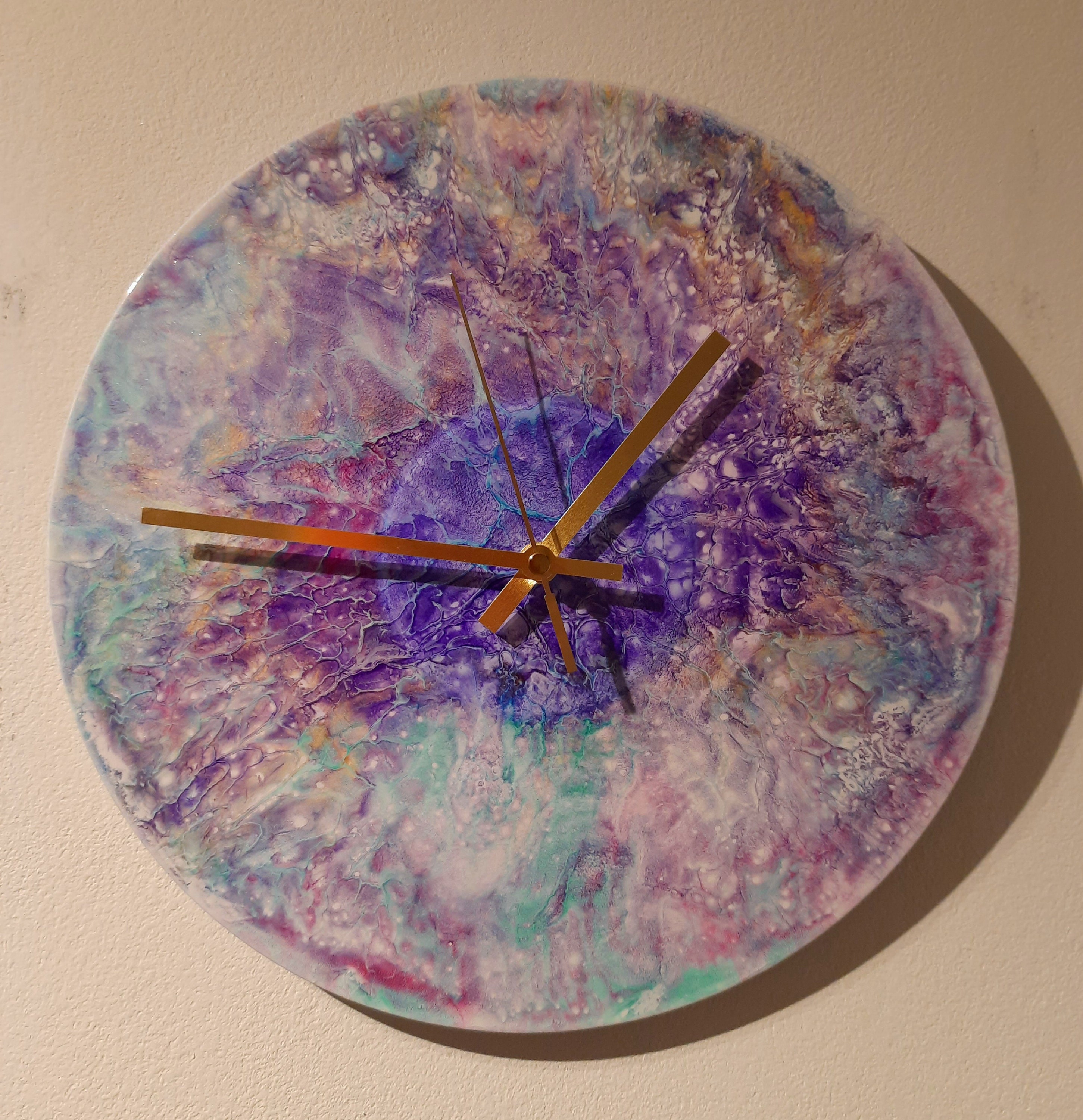 Pink and Purple Clock Purple and Gold Clock Rainbow Clock - Etsy