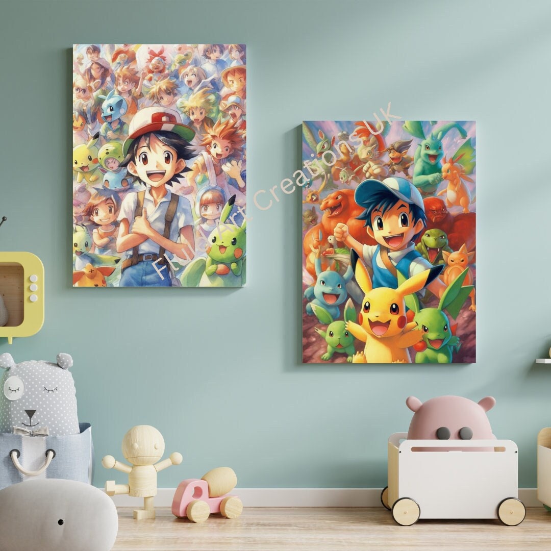 Set of 2 Pokemon Inspired Watercolour Poster Digital Print, Pokemon ...