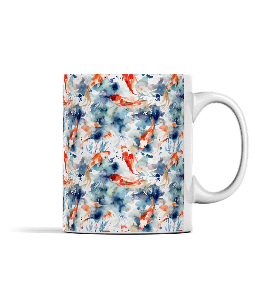 Koi Fish Mug, Koi Fish Seamless Pattern, Koi Fish Prints, Koi Fish ...