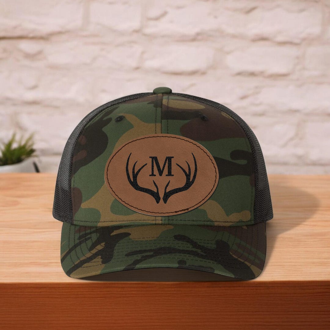 Custom Camo Hats for Man, Personalized Leather Patch Hunter Caps ...