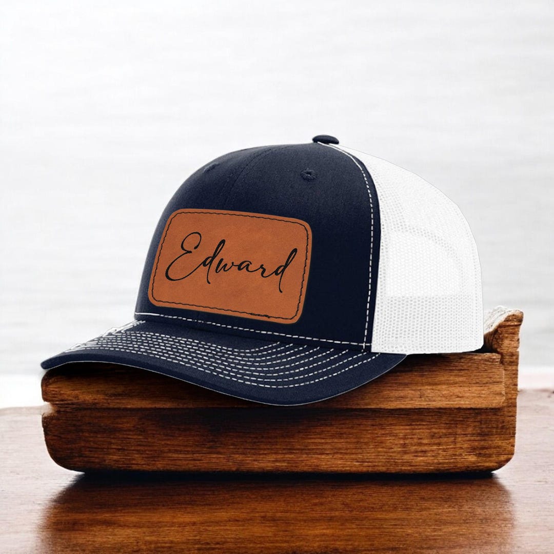 Personalized Name Caps, Engraved Leather Patch Caps, Custom Richardson ...