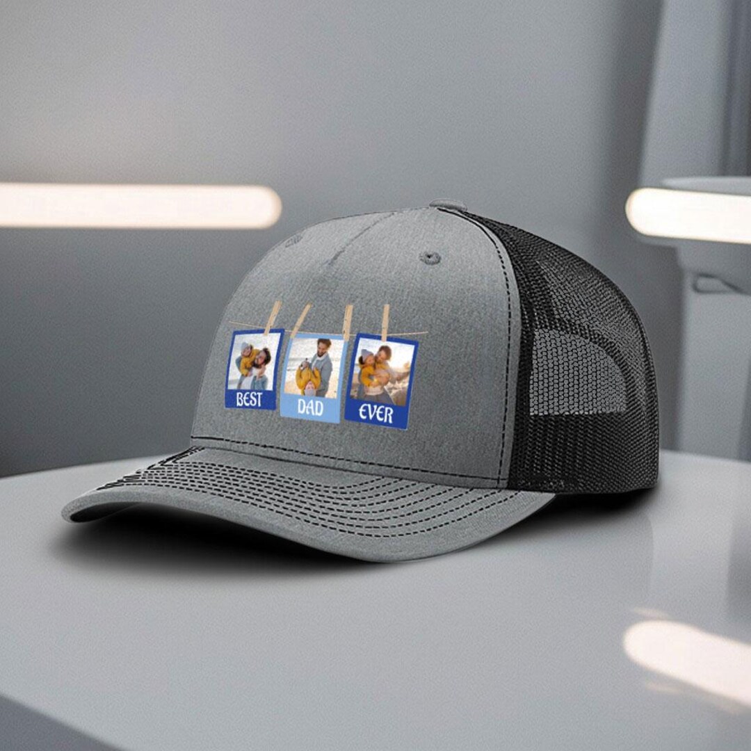 Unique Fathers Day Photo Cap, Personalized Best Dad Ever Picture Hat ...
