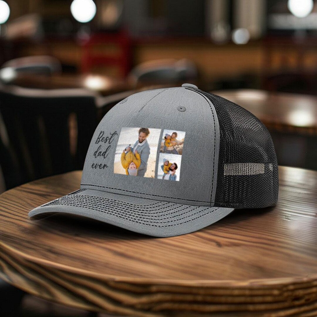 Best Dad Ever Trucker Caps, Personalized Photo Cap, Custom Fathers Day ...