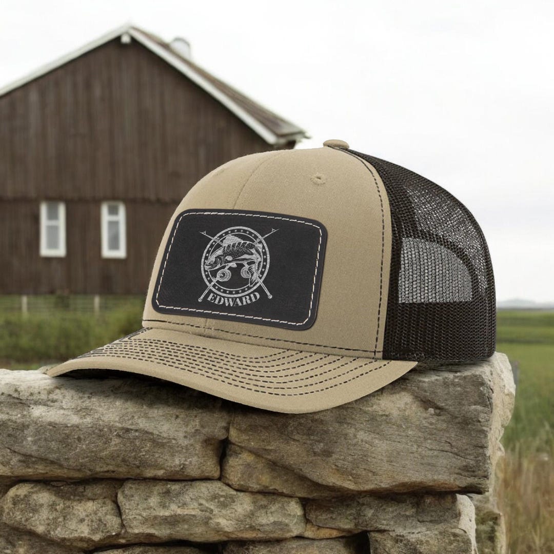 Personalized Trucker Caps, Custom Leather Patch Cap, Engraved ...