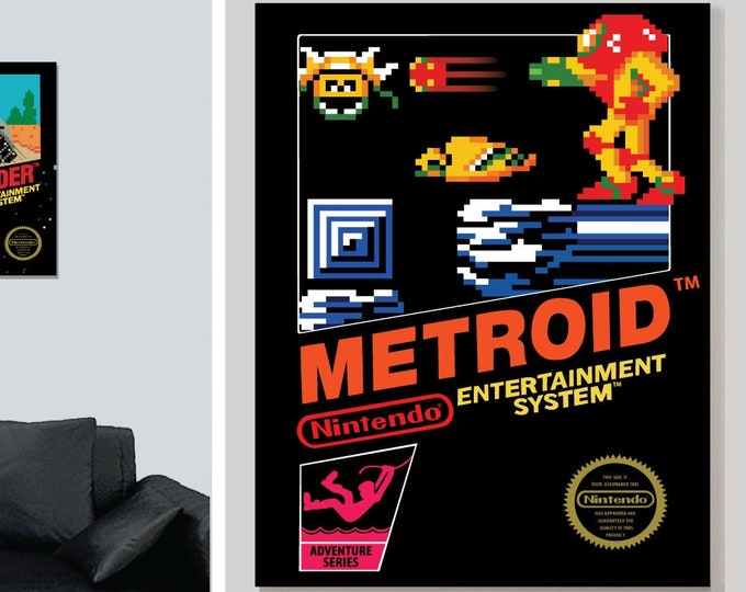 Retro NES Box Art - Video Game Poster Print - Metroid - Home Gift ...