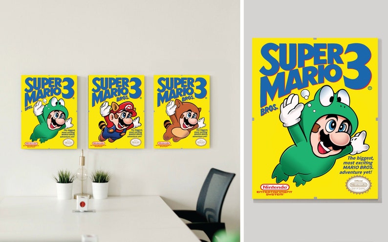 Super Mario Bros 3 NES Box Art Poster Print Frog Suit Mario Home Gift ...