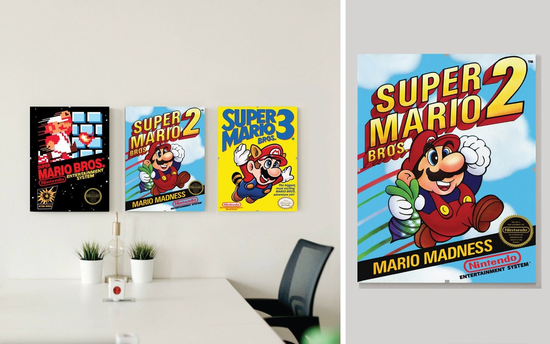 Super Mario Bros 2 - Video Game Poster - NES Box Art Poster Print ...