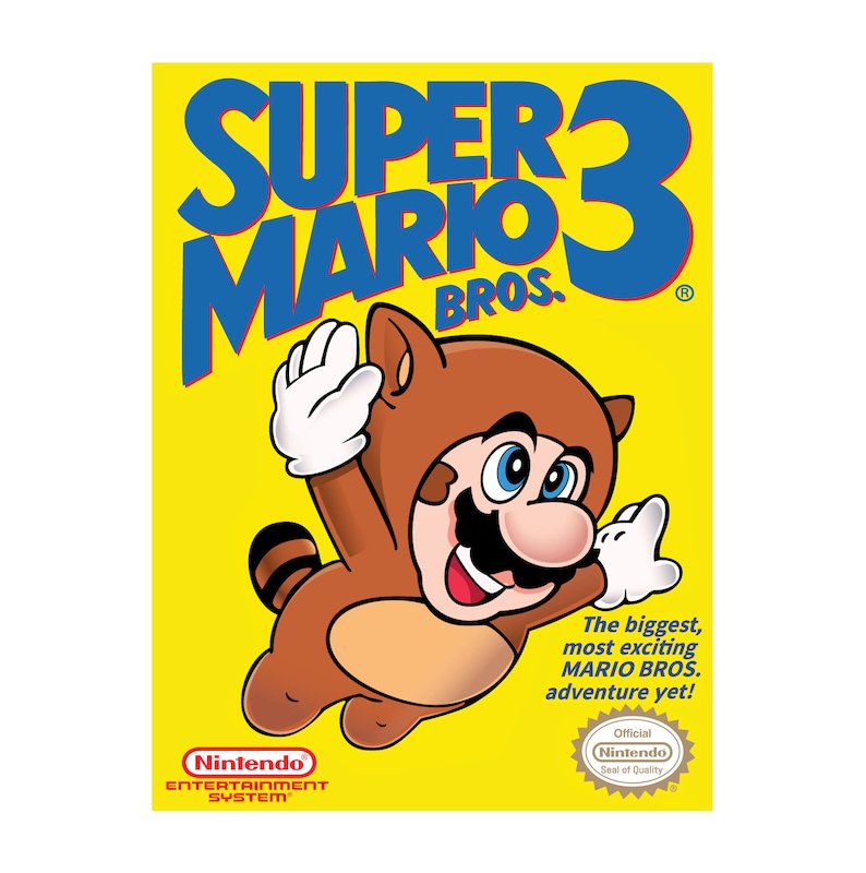 Super Mario Bros 3 NES Box Art Poster Print Tanooki Suit - Etsy