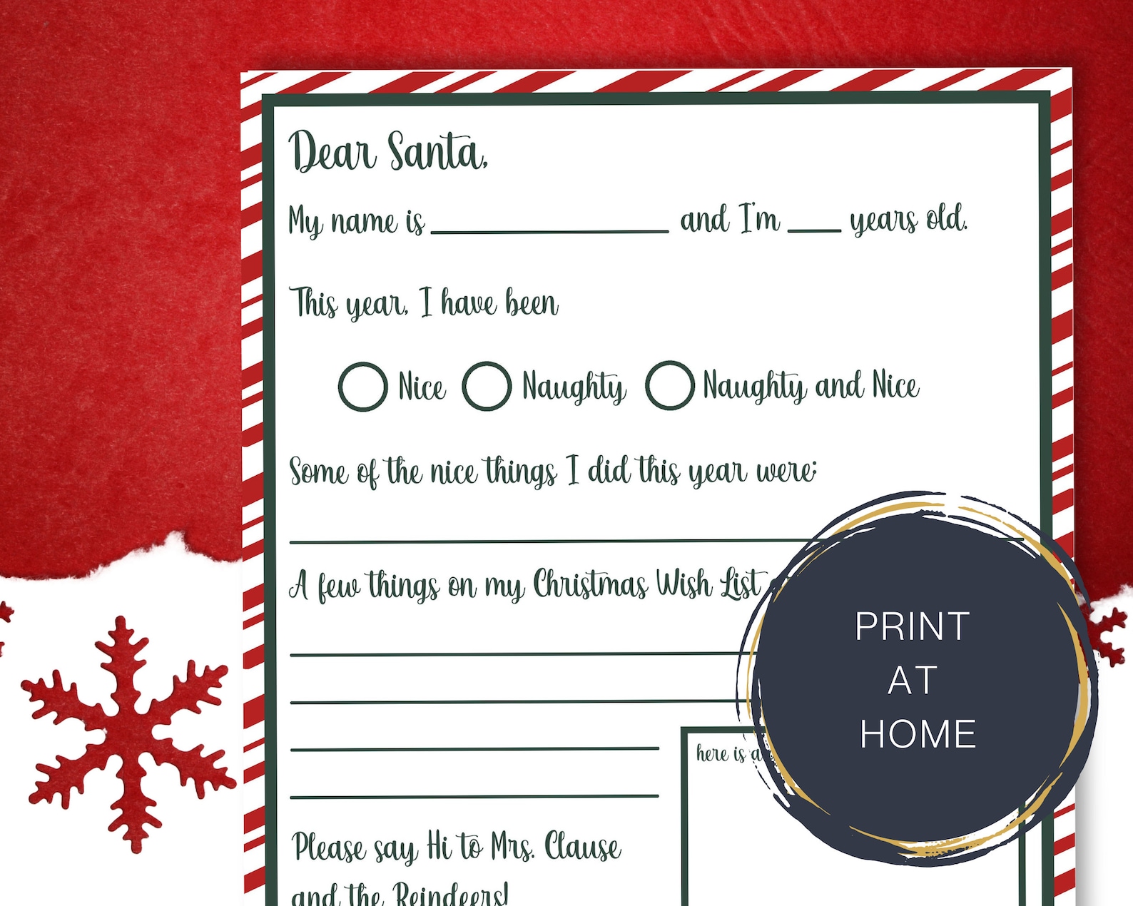PRINTABLE Letter to Santa, Dear Santa Letter, Christmas Letter for Kids ...