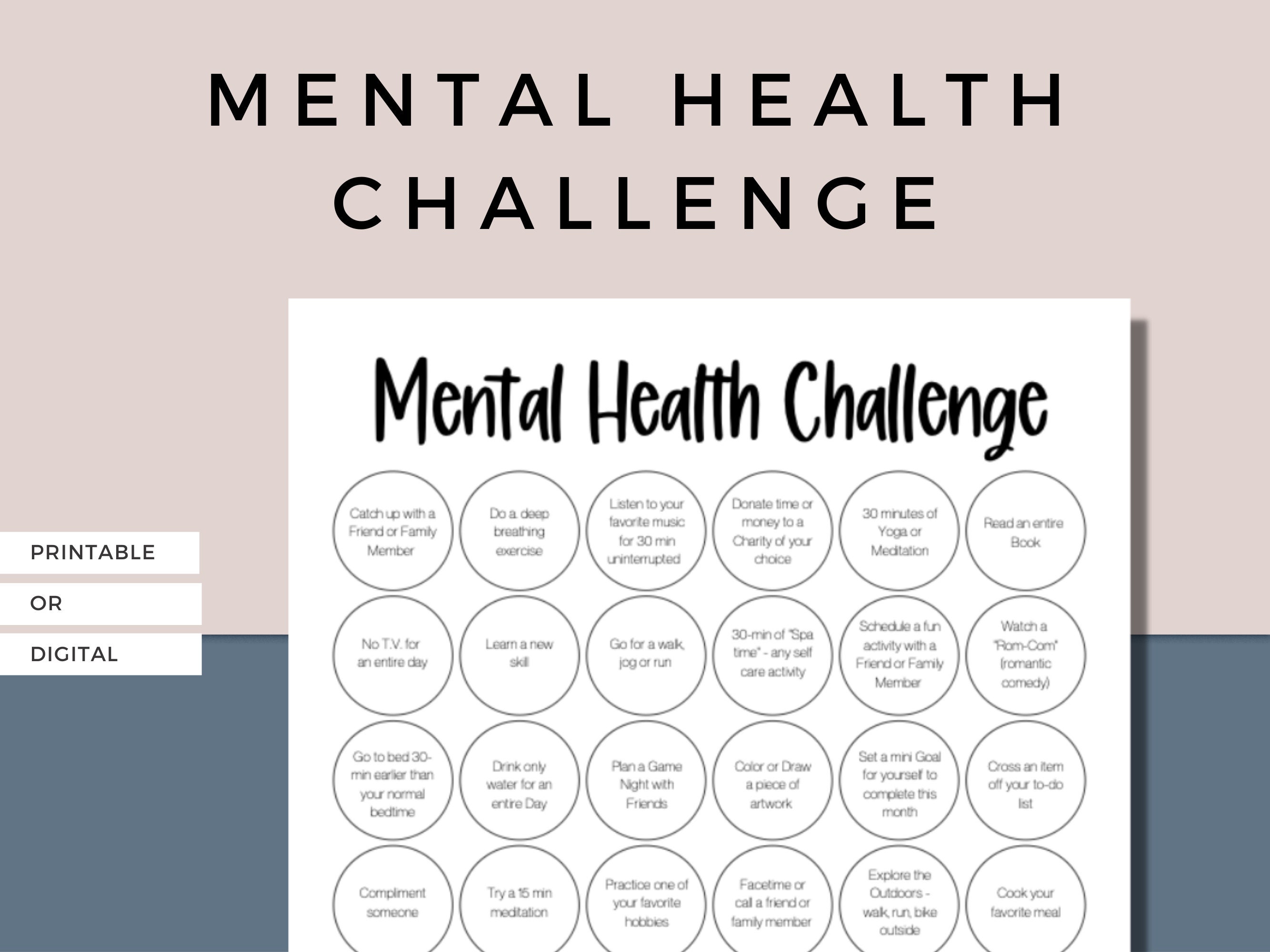 PRINTABLE Mental Health Game Self Care Bingo Mental Health Etsy