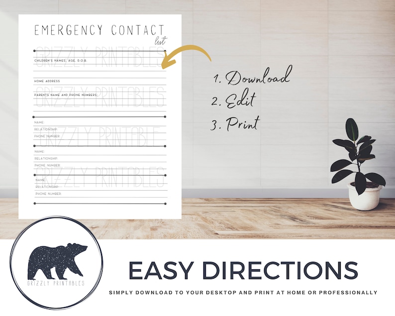 Editable Babysitter Emergency Contact Form (printable PDF) - Etsy