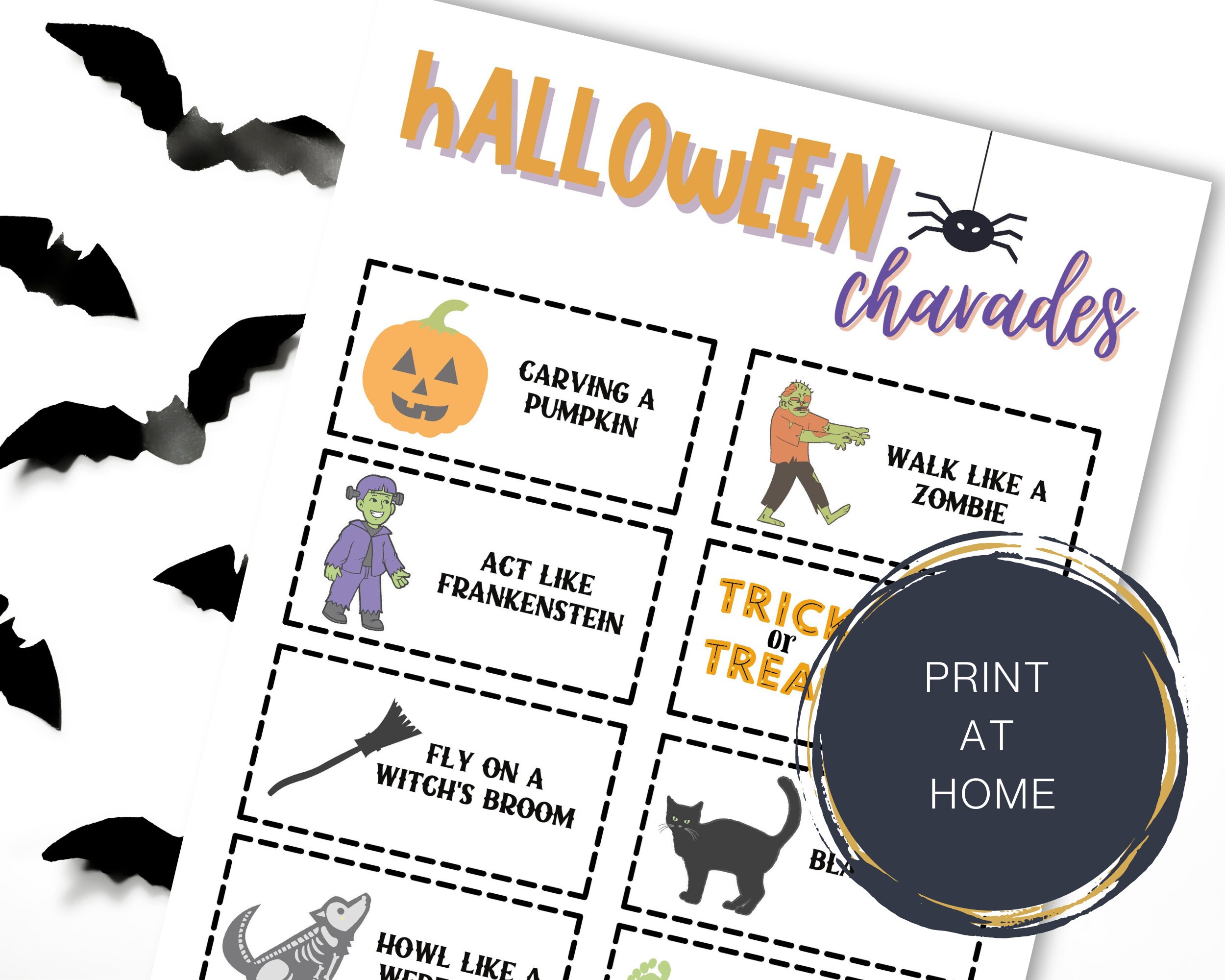 Printable Halloween Charades Game: Party Activity (digital Download) - Etsy