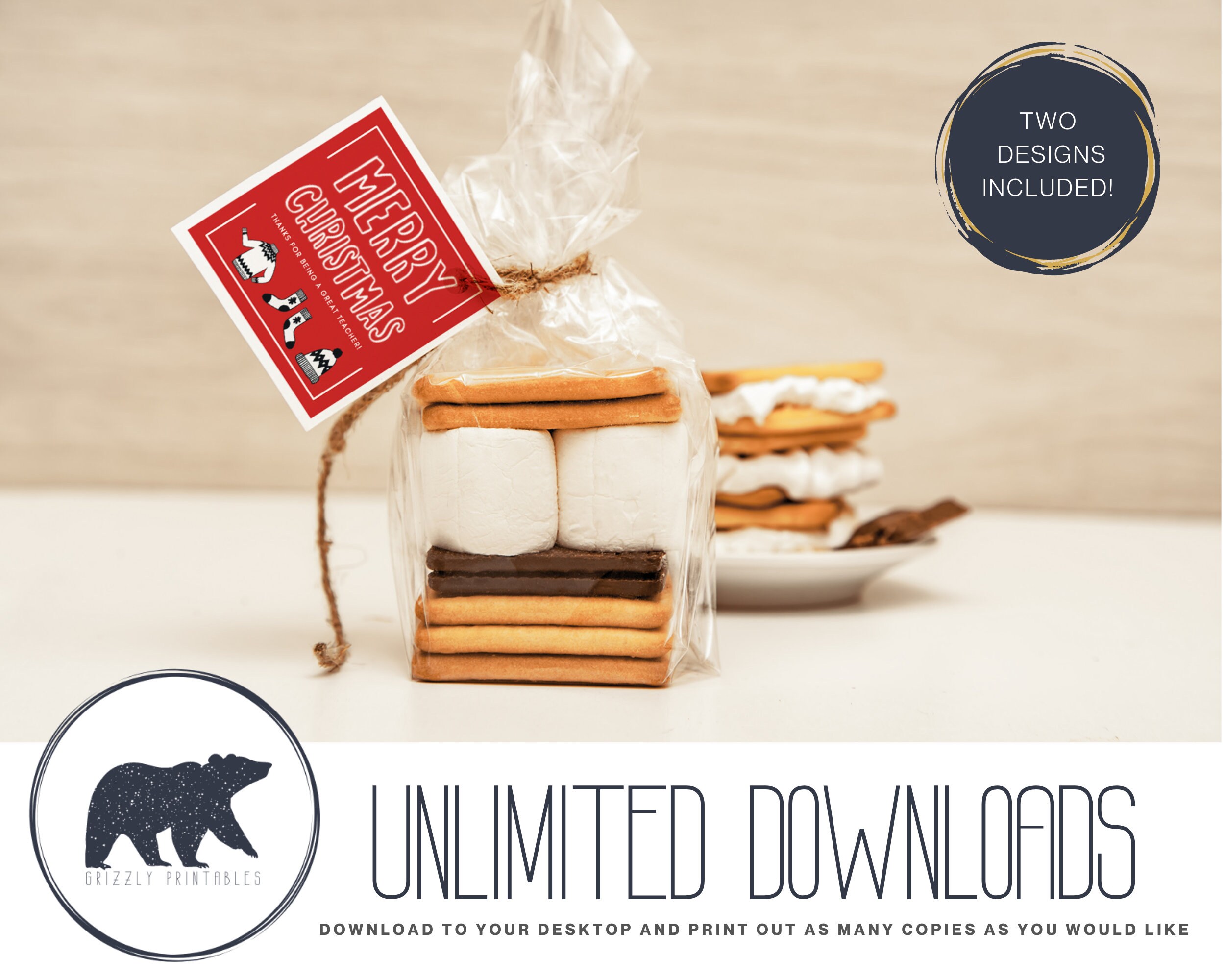 PRINTABLE Christmas Teacher Thank You Gift Tag, Teacher Appreciation ...